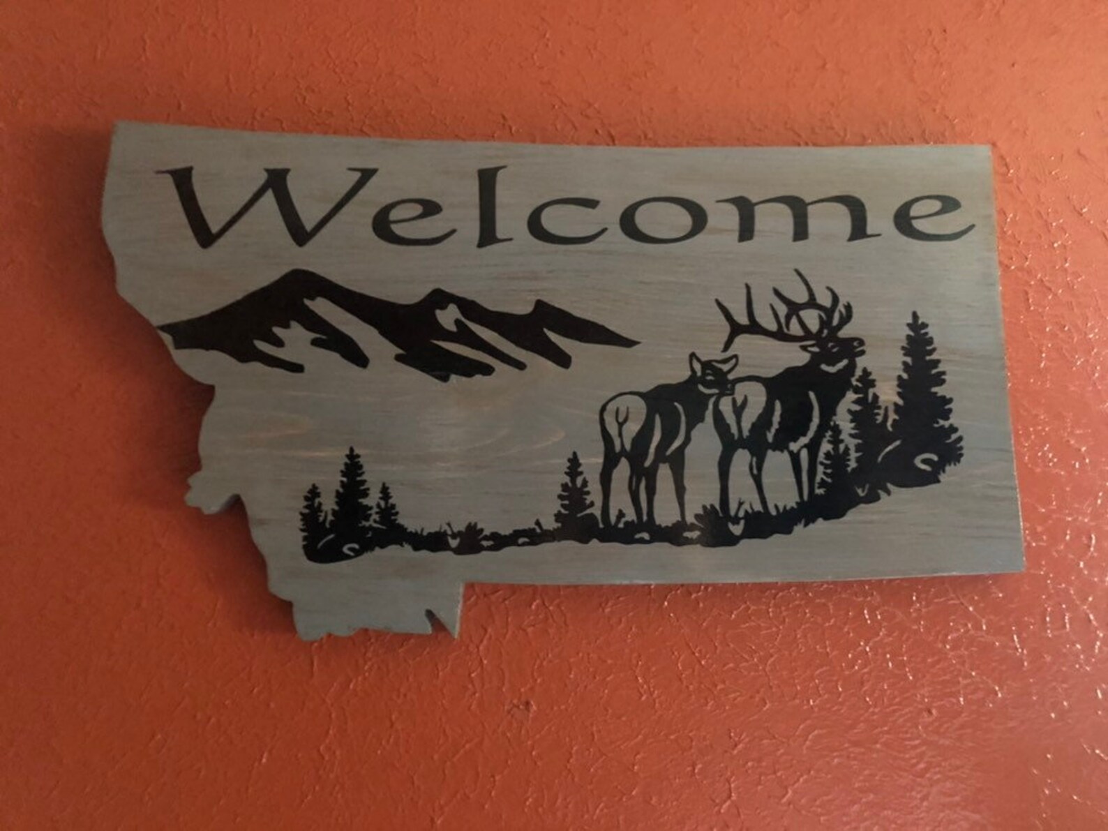 Montana Cutout Elk Welcome Sign - Etsy