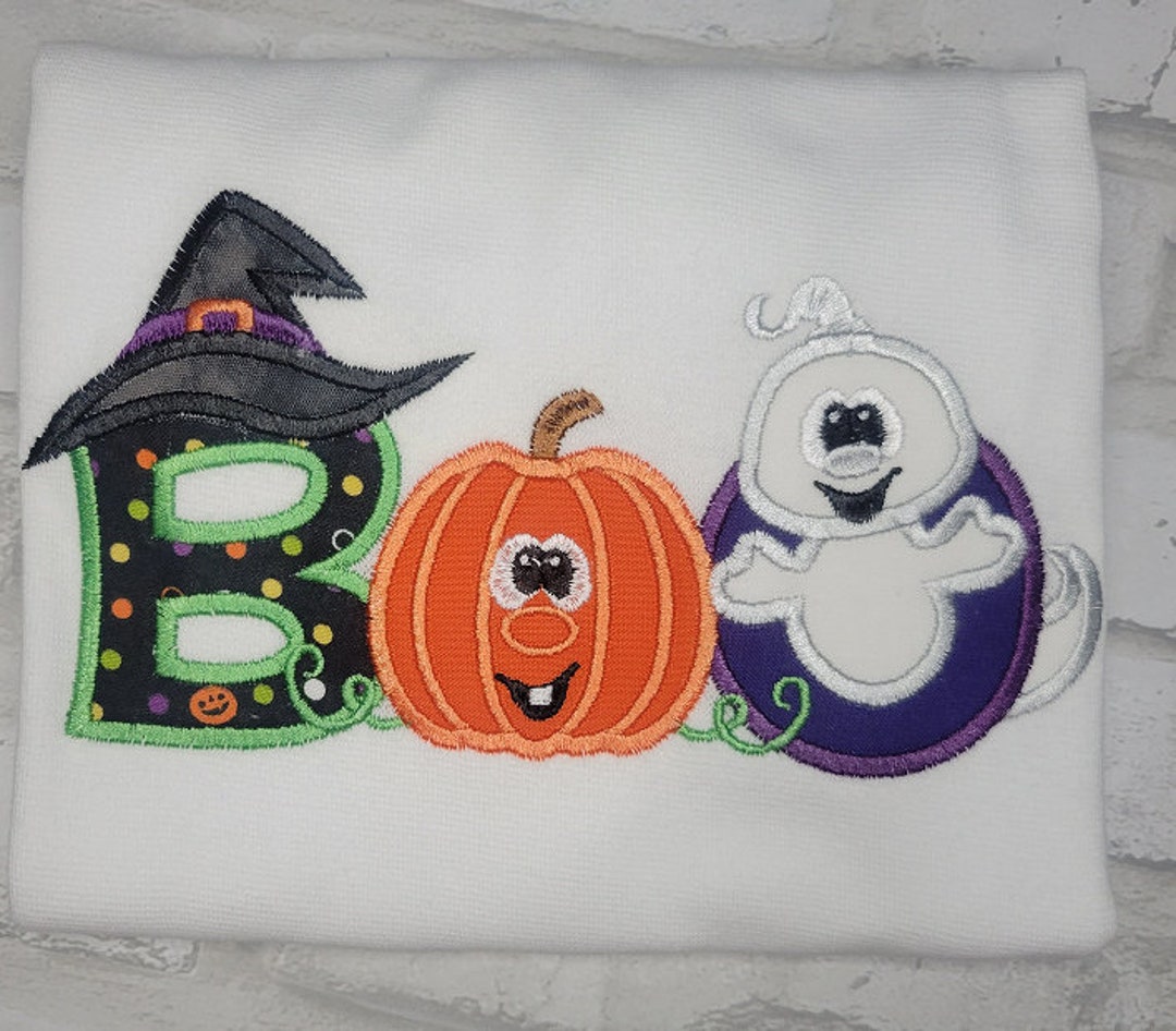 Boo Halloween Custom Kids Embroidered Top Kdis Embroidered Tee Festive ...