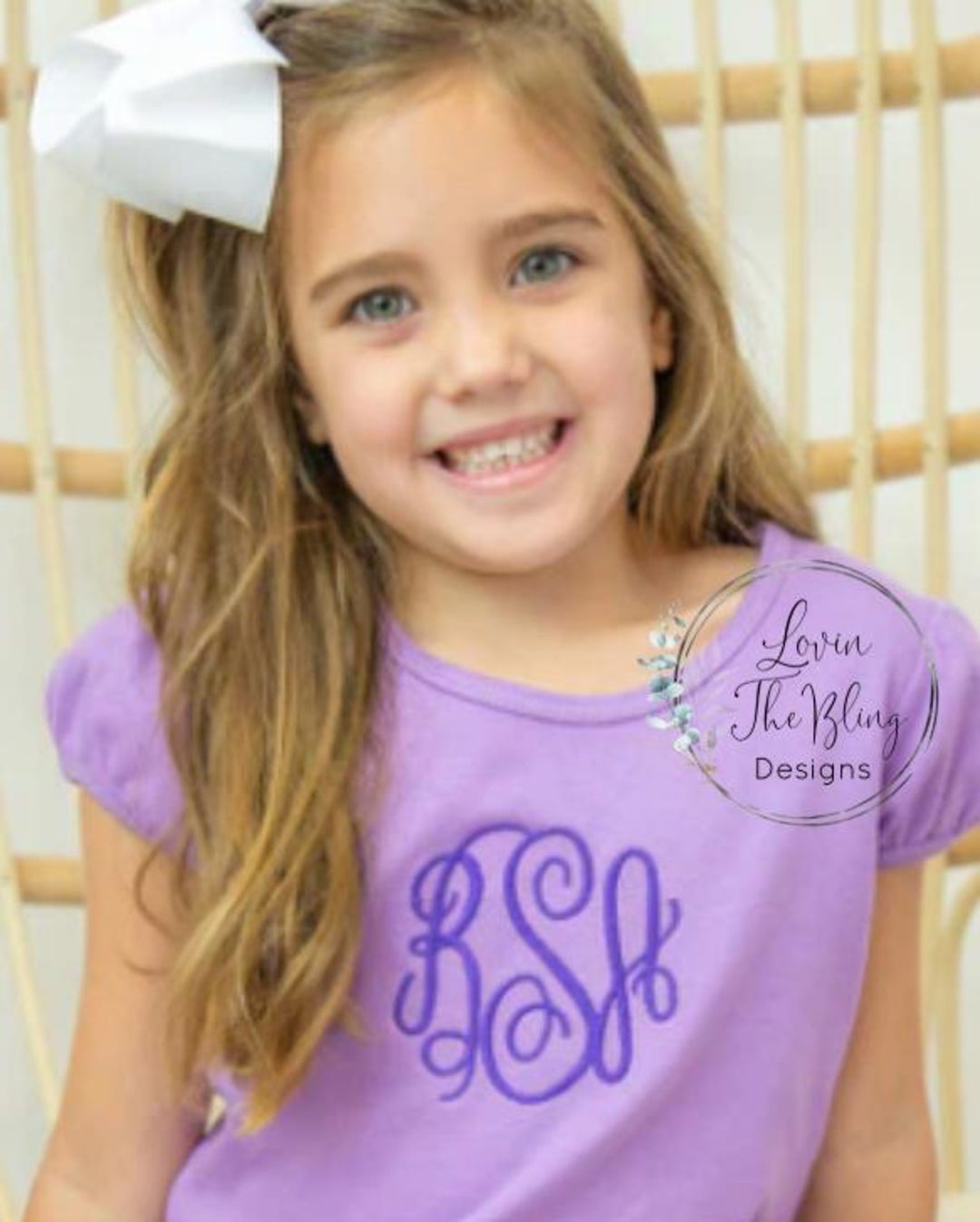 Monogrammed Girls Puff Sleeve Top Shorts | Cotton Monogram Little Girls ...