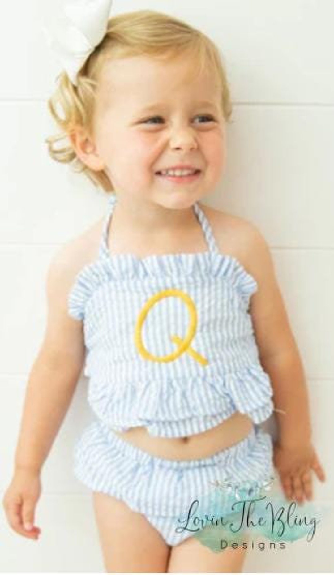 Monogrammed Girls Bikini or One-piece Swimsuit Fully Lined Monogrammed ...