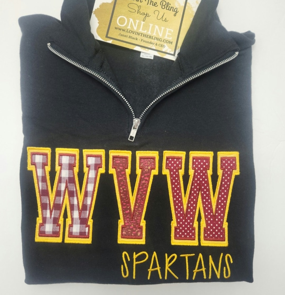 School Spirit Applique Sweatshirt Custom School Embroidered Applique ...