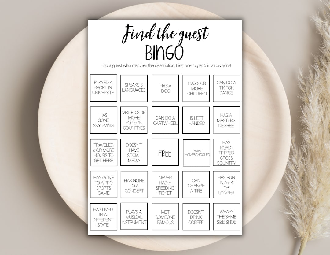 Find the Guest Bingo Bachelorette Party Games Bridal Shower - Etsy
