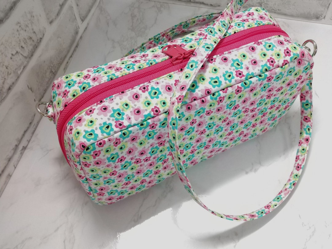 Small Crossbody Bag With Sections, White and Pink Floral Print ...