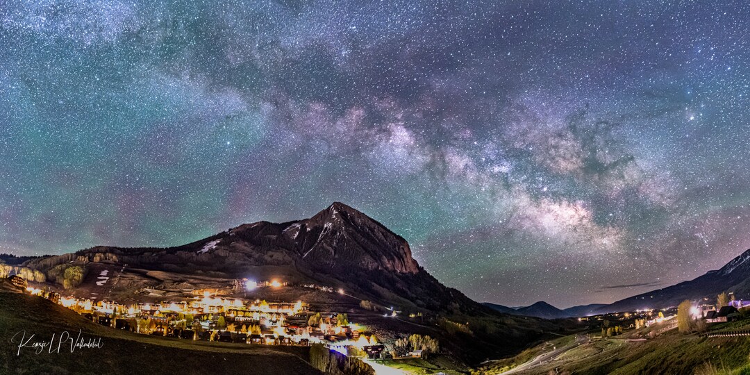 Milky Way Over Mt. Crested Butte, Colorado Night Time PANO Photograph ...