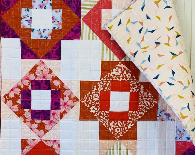 Handmade Meadowland Pink and Orange Baby Quilt - Etsy