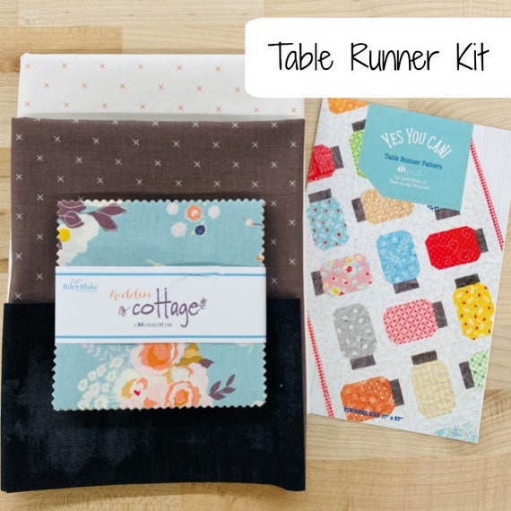 Yes You Can Table Runner Quilt Kit Featuring Hidden Cottage | Etsy