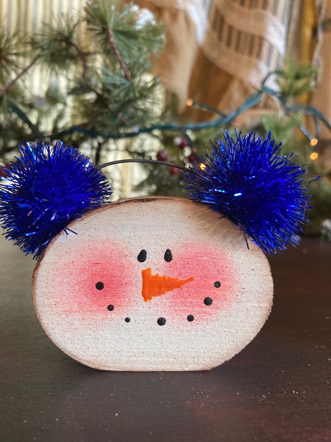 Snowman Face With Purple Ear Muffs. - Etsy