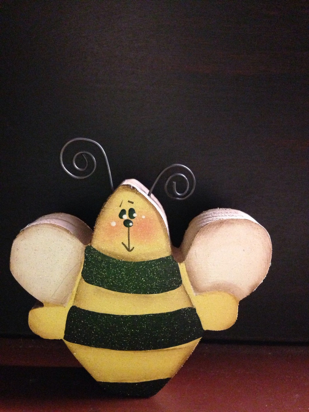 Wooden Yellow Bee. 3 Inches Tall by 3 1/2 Inches Wide. - Etsy