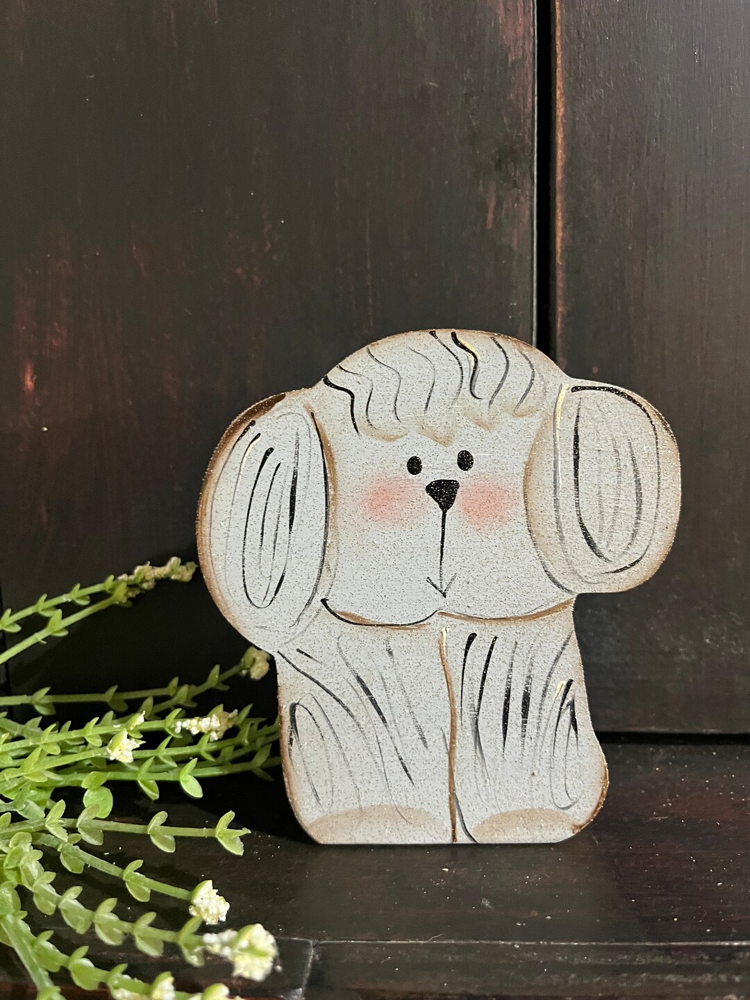 Wood Poodle Shelf Sitter. Cute Mantle or Shelf Sitter. - Etsy