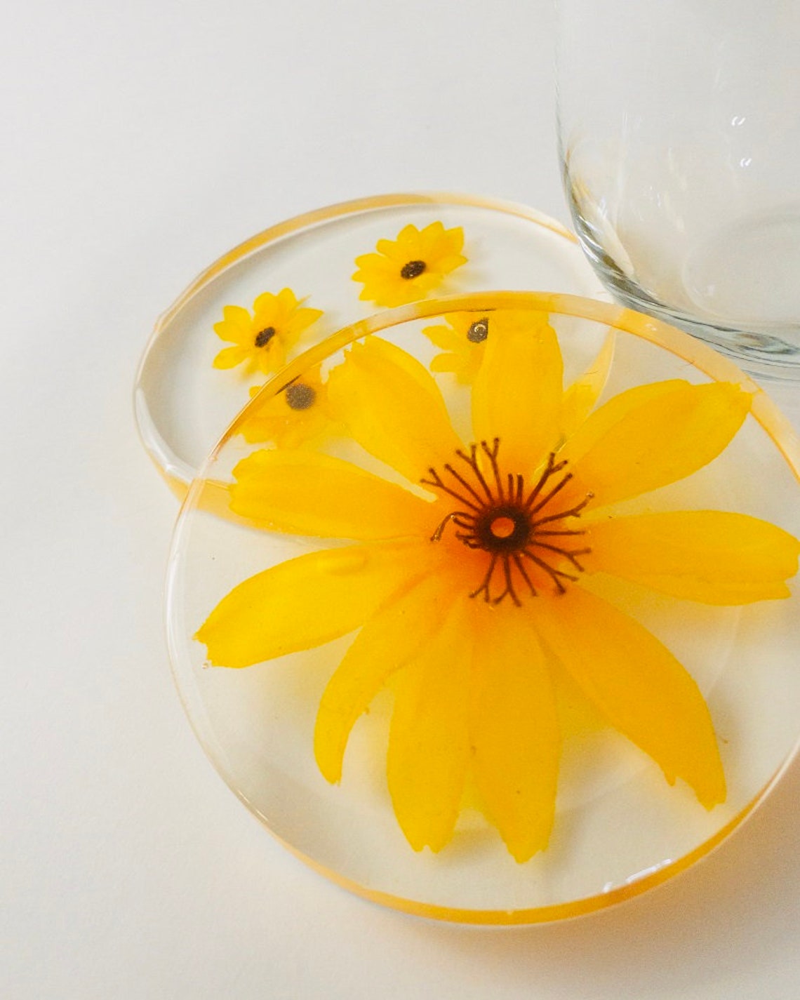 Yellow Sunflower Resin Coasters - Etsy