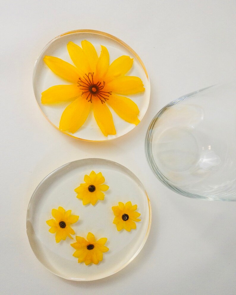 Yellow Sunflower Resin Coasters - Etsy