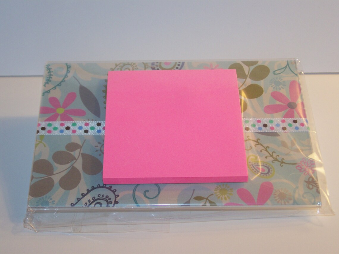 Flowered Acrylic Sticky Note Holder | Etsy