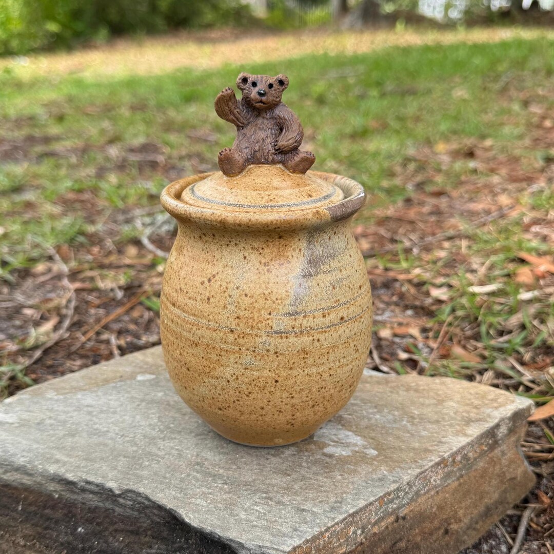 Handmade Ceramic Honey Pot With Bear Lid – 12 Oz | Lead-free, Microwave ...