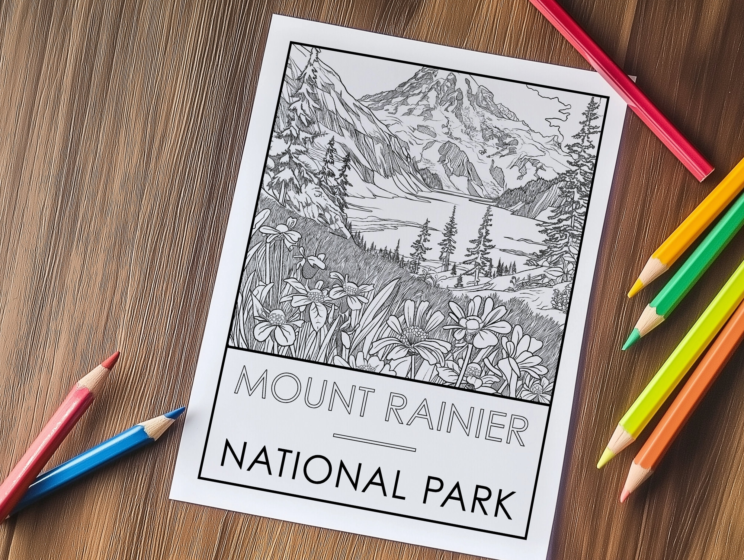 US National Parks Coloring Pages Bundle: Yellowstone, Mount Rainier ...