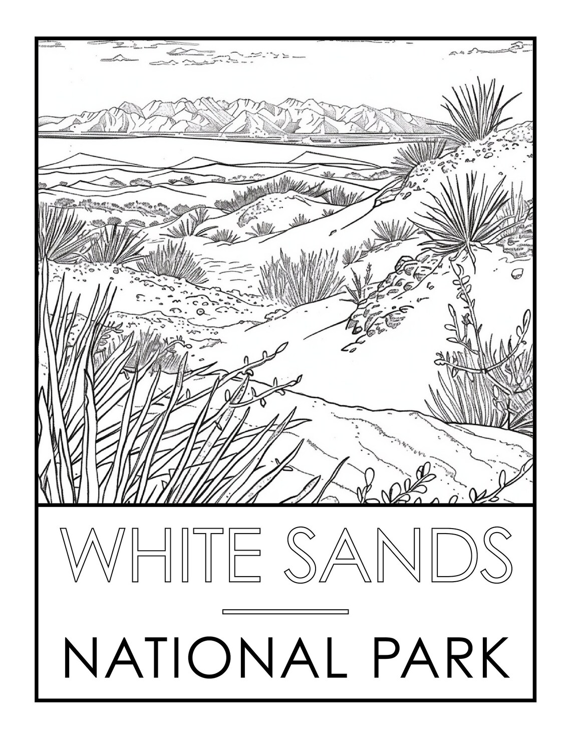 White Sands National Park Coloring Page - Etsy