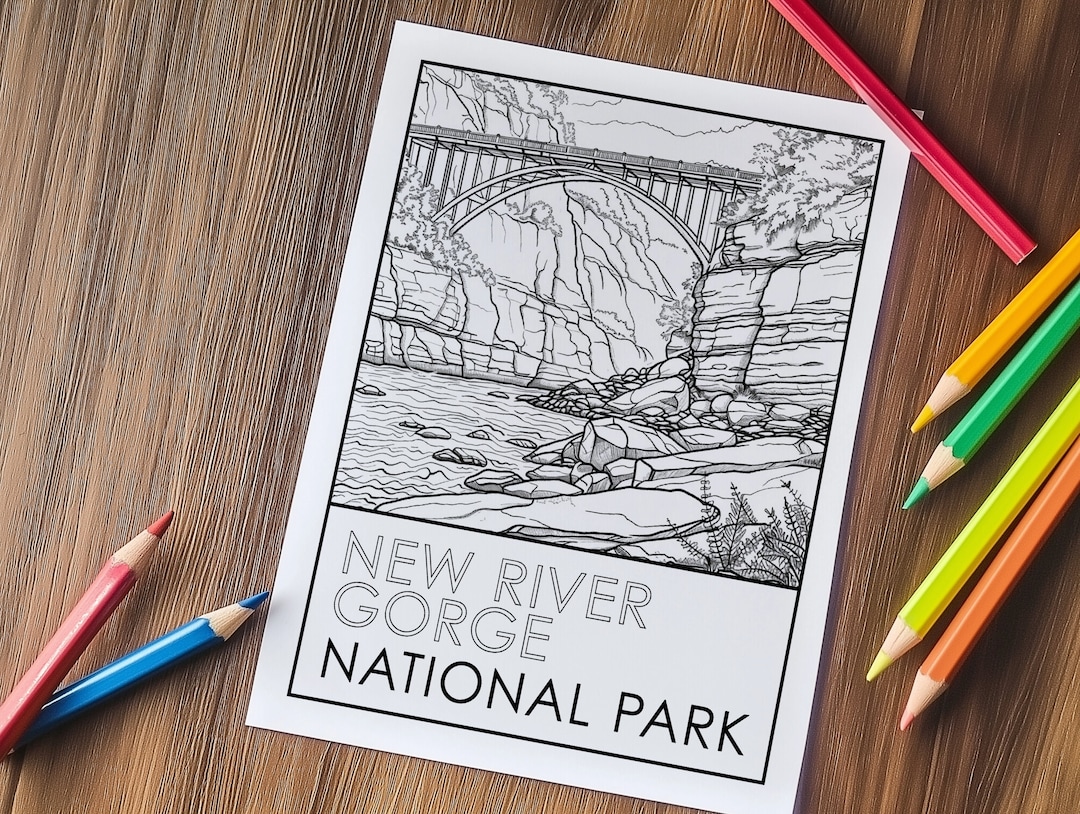 New River Gorge National Park Coloring Page - Etsy