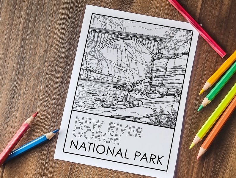 New River Gorge National Park Coloring Page - Etsy