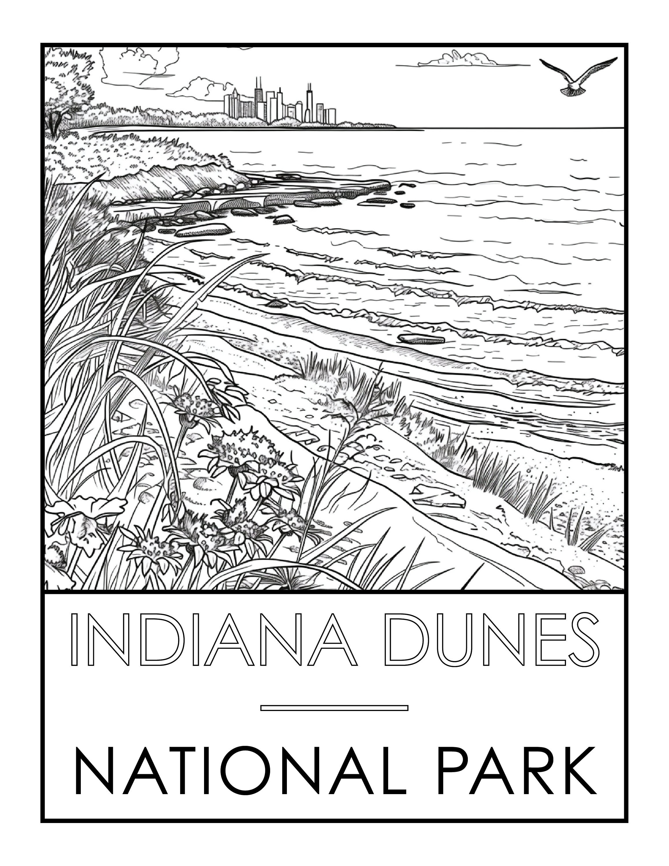 Indiana Dunes National Park Coloring Page - Etsy