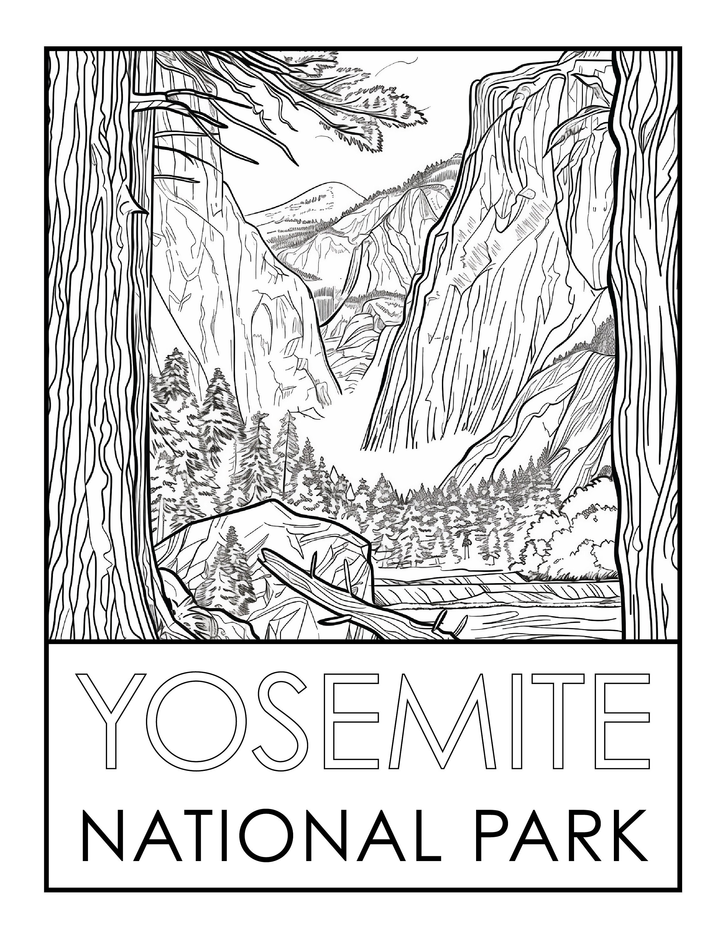 US National Parks Coloring Pages Bundle: Yosemite, Joshua Tree, & Rocky ...