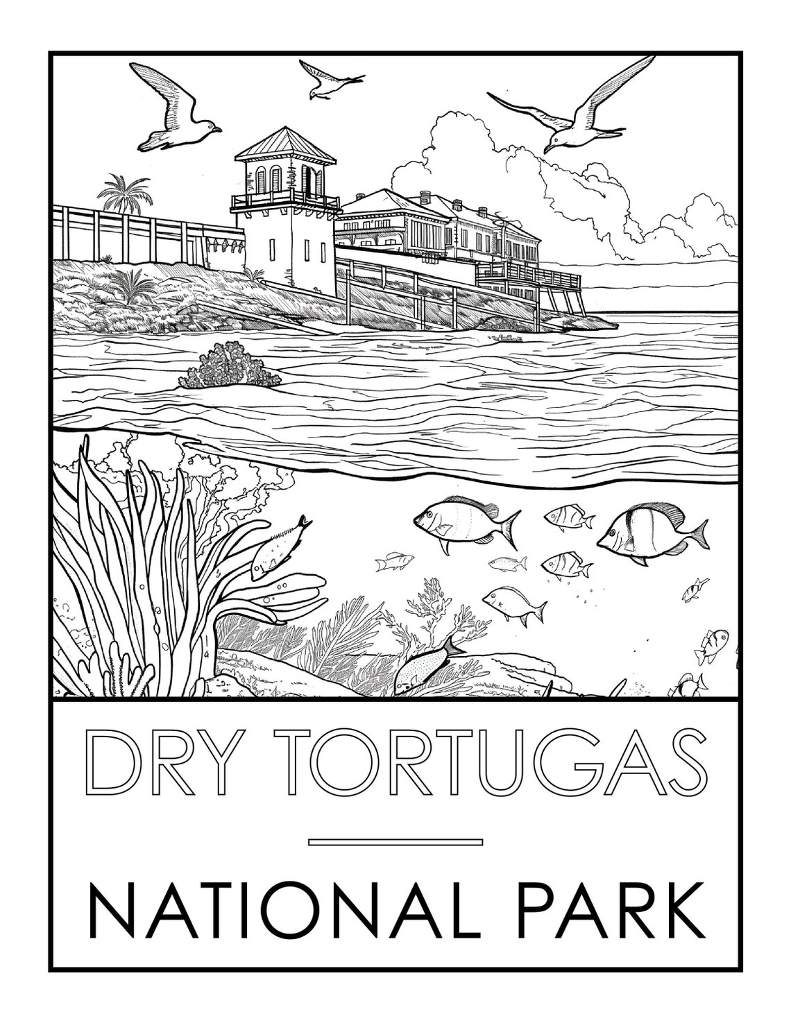 Dry Tortugas National Park Coloring Page - Etsy