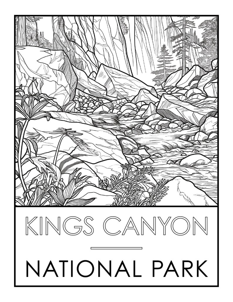 Kings Canyon National Park Coloring Page - Etsy Australia