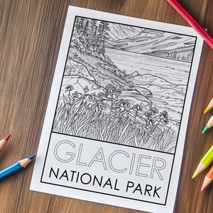 Glacier National Park Coloring Page - Etsy