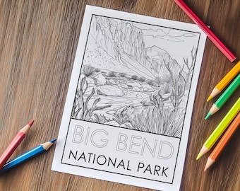 Big Bend National Park Coloring Page, Printable Coloring Pages, Instant ...