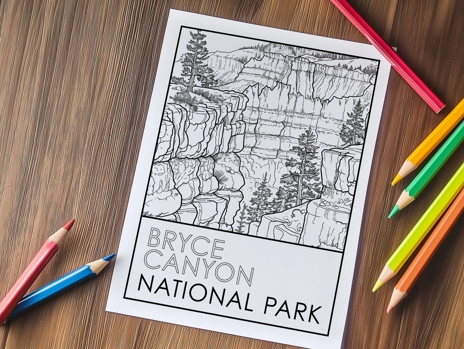 Bryce Canyon National Park Coloring Page - Etsy
