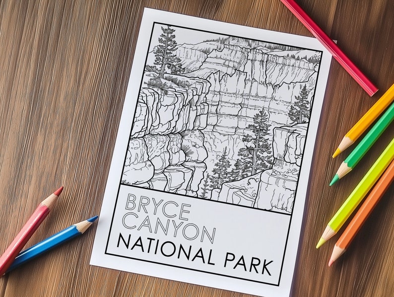 Bryce Canyon National Park Coloring Page - Etsy
