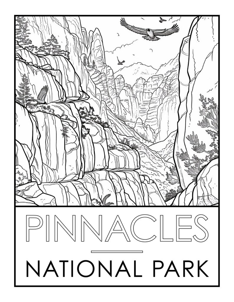 Pinnacles National Park Coloring Page - Etsy