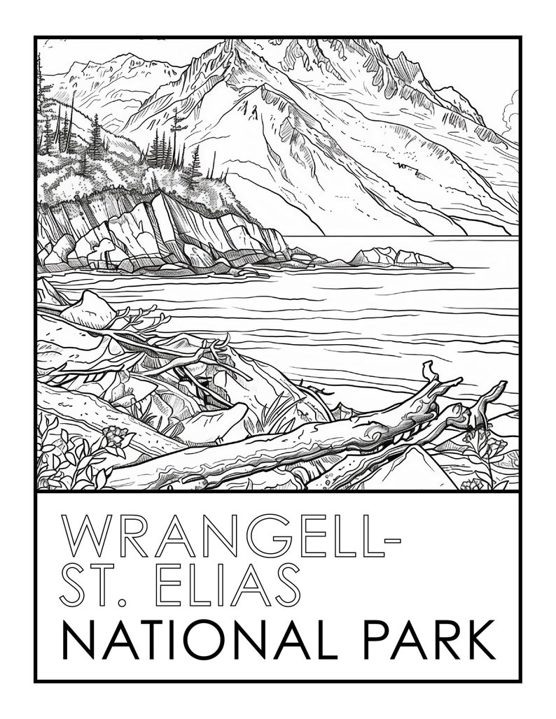 Wrangell-st. Elias National Park Coloring Page - Etsy