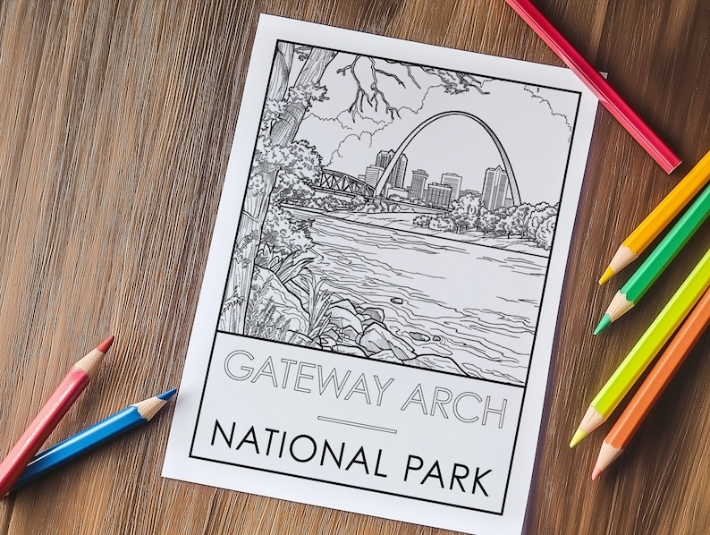 Gateway Arch National Park Coloring Page - Etsy