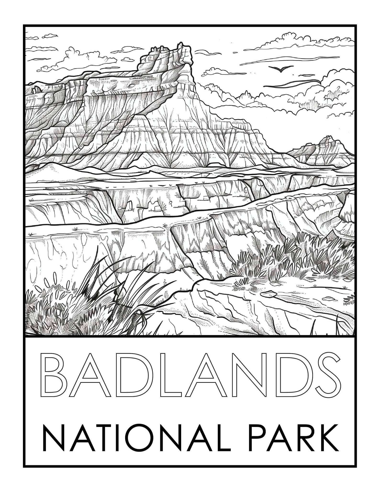 Badlands National Park Coloring Page - Etsy