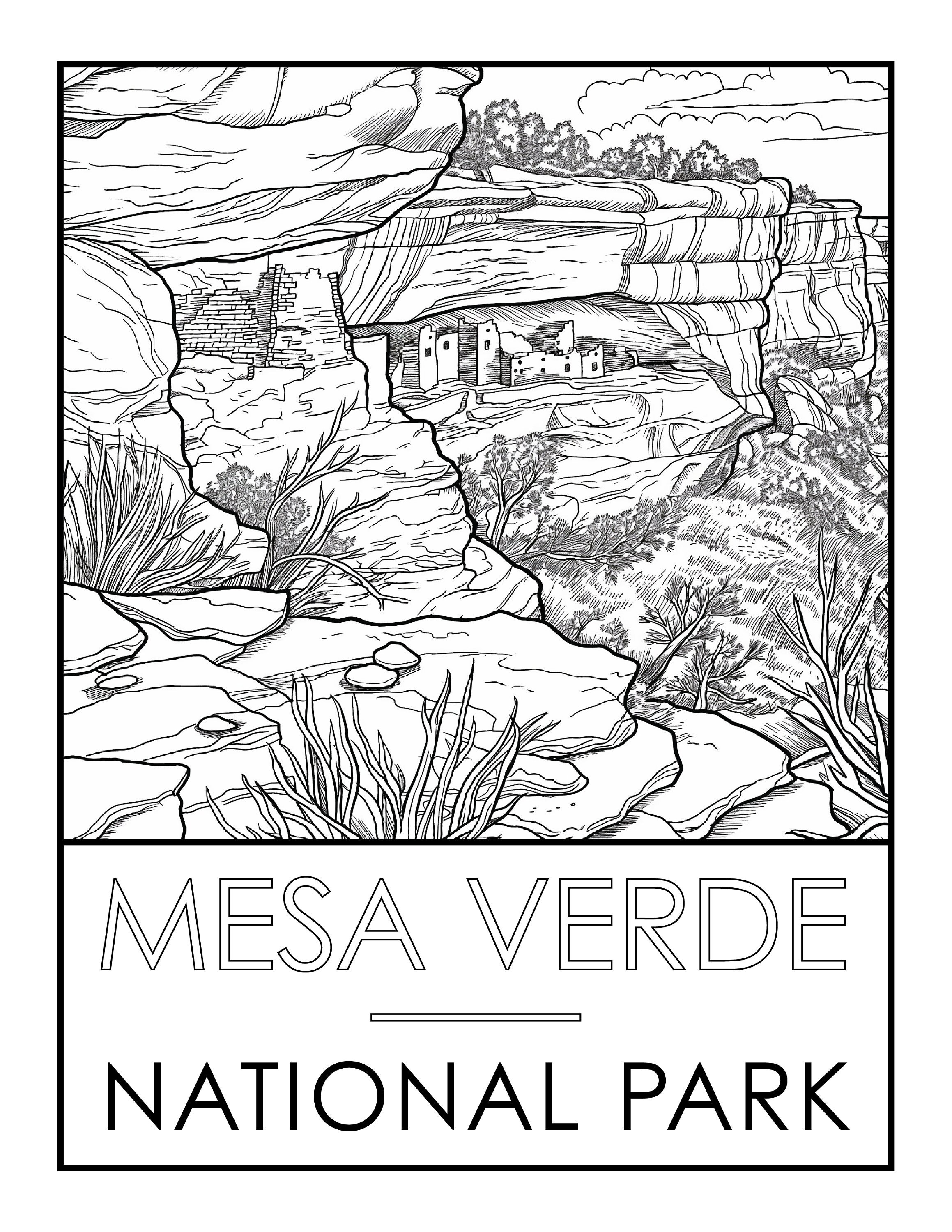 Mesa Verde National Park Coloring Page - Etsy