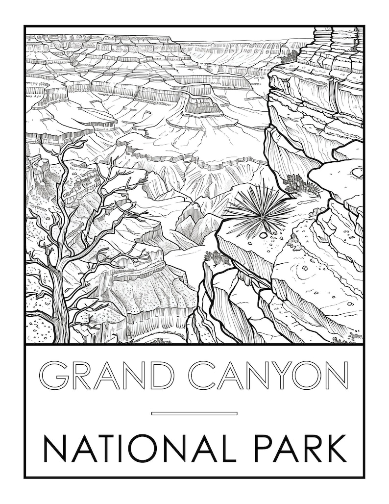 Grand Canyon National Park Coloring Page - Etsy