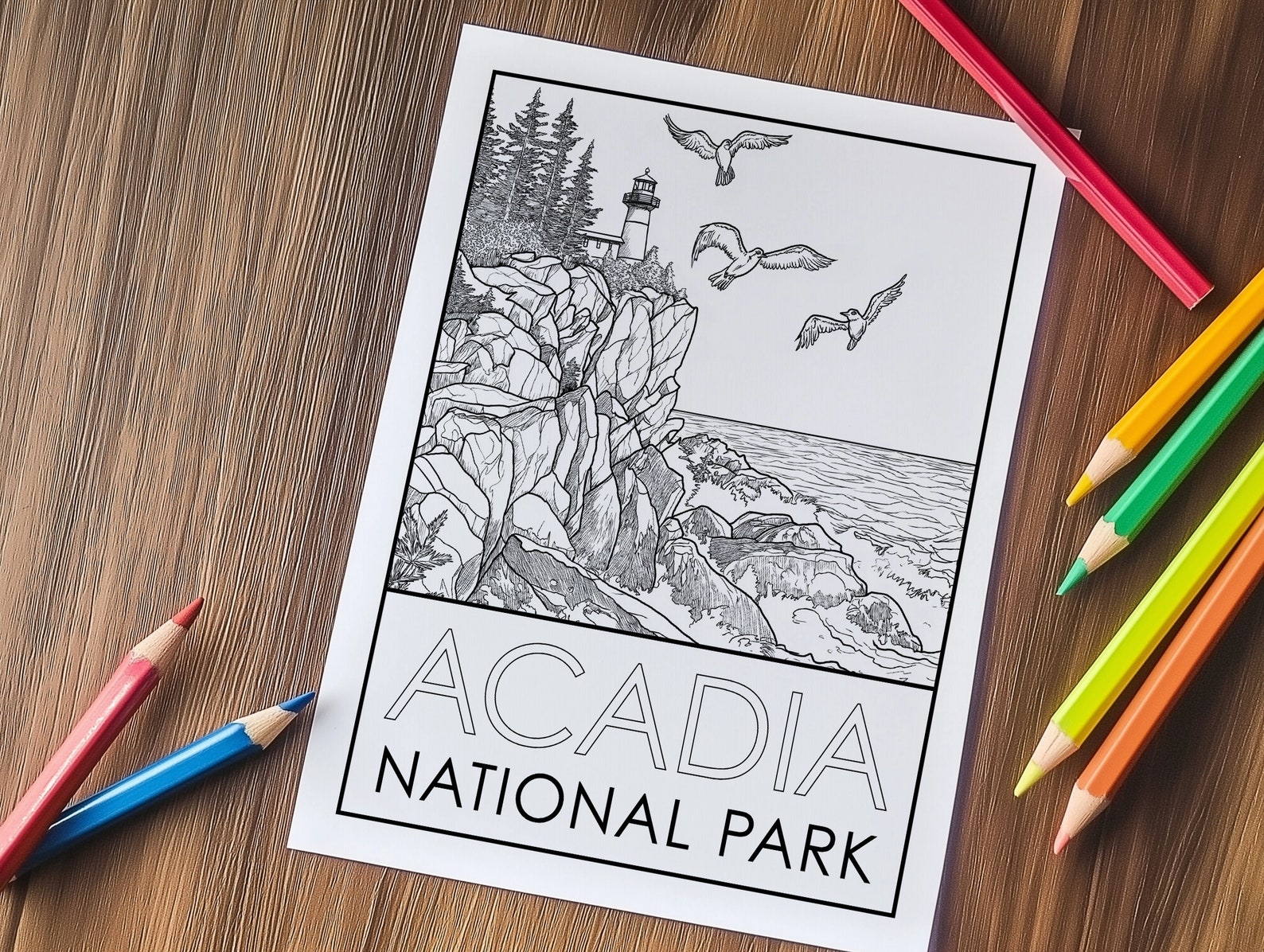 Acadia National Park Coloring Page - Etsy