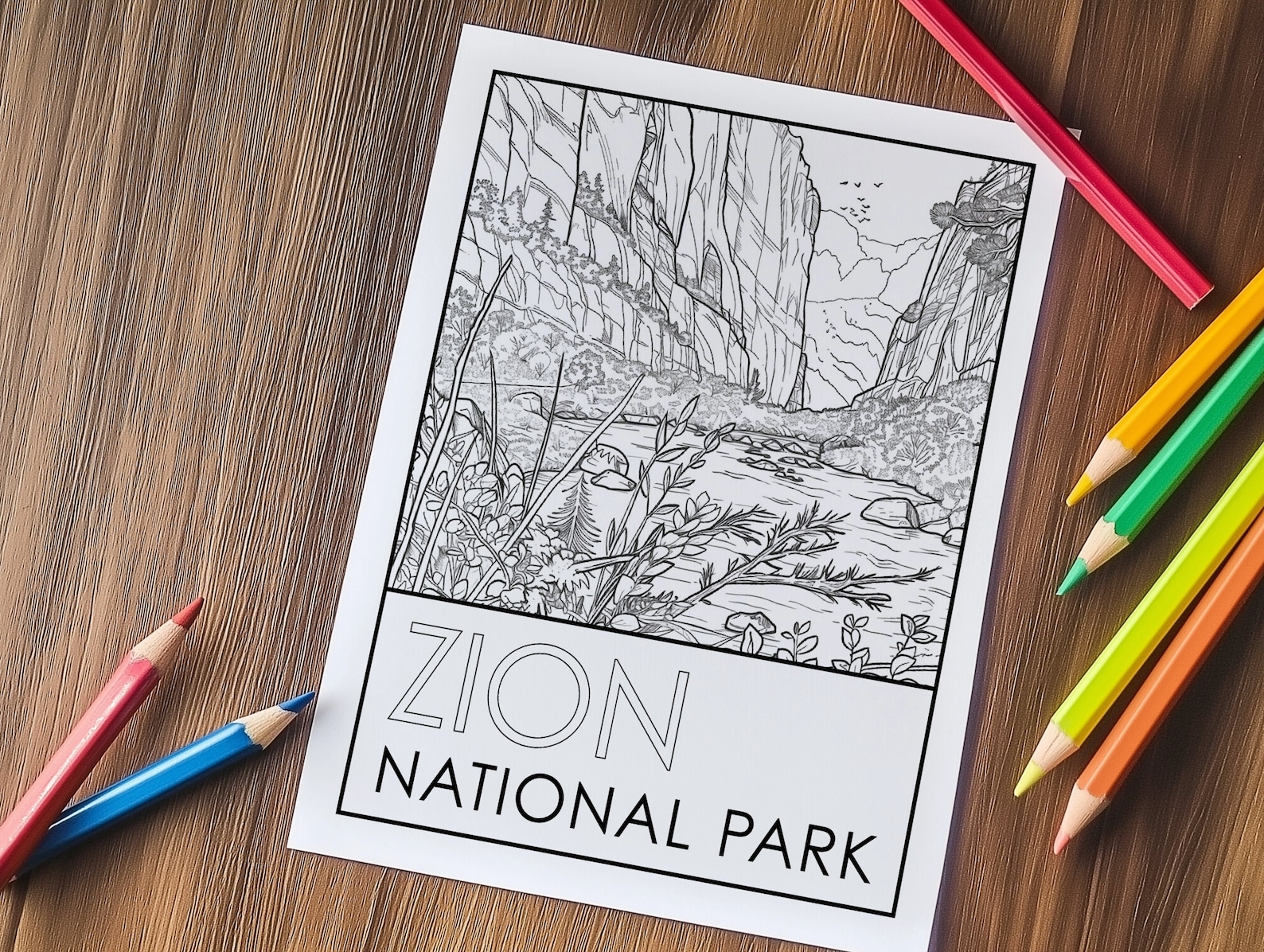 Zion National Park Coloring Page - Etsy