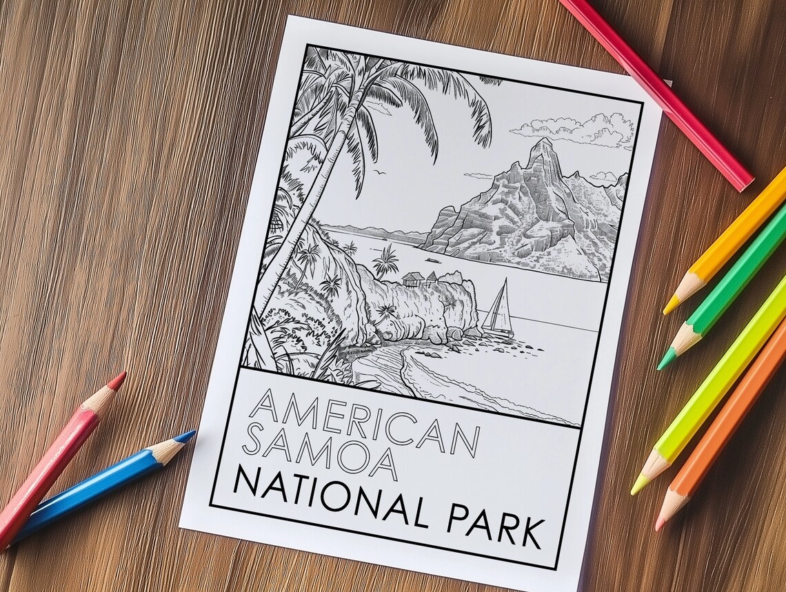American Samoa National Park Coloring Page - Etsy