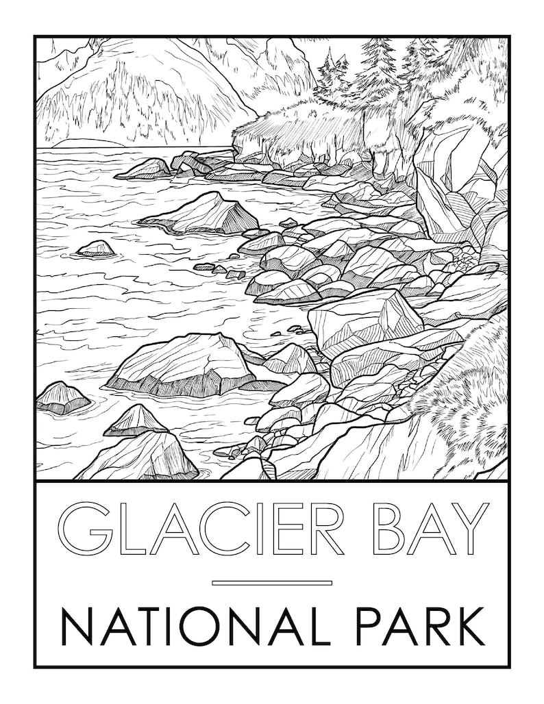 Glacier Bay National Park Coloring Page - Etsy