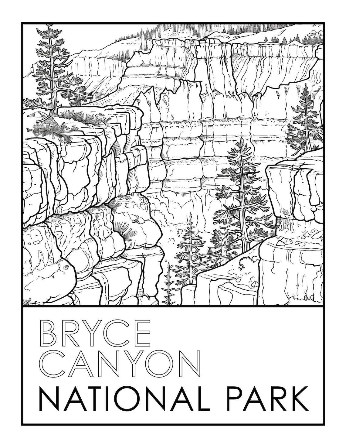 Bryce Canyon National Park Coloring Page - Etsy