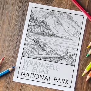 Wrangell-st. Elias National Park Coloring Page - Etsy