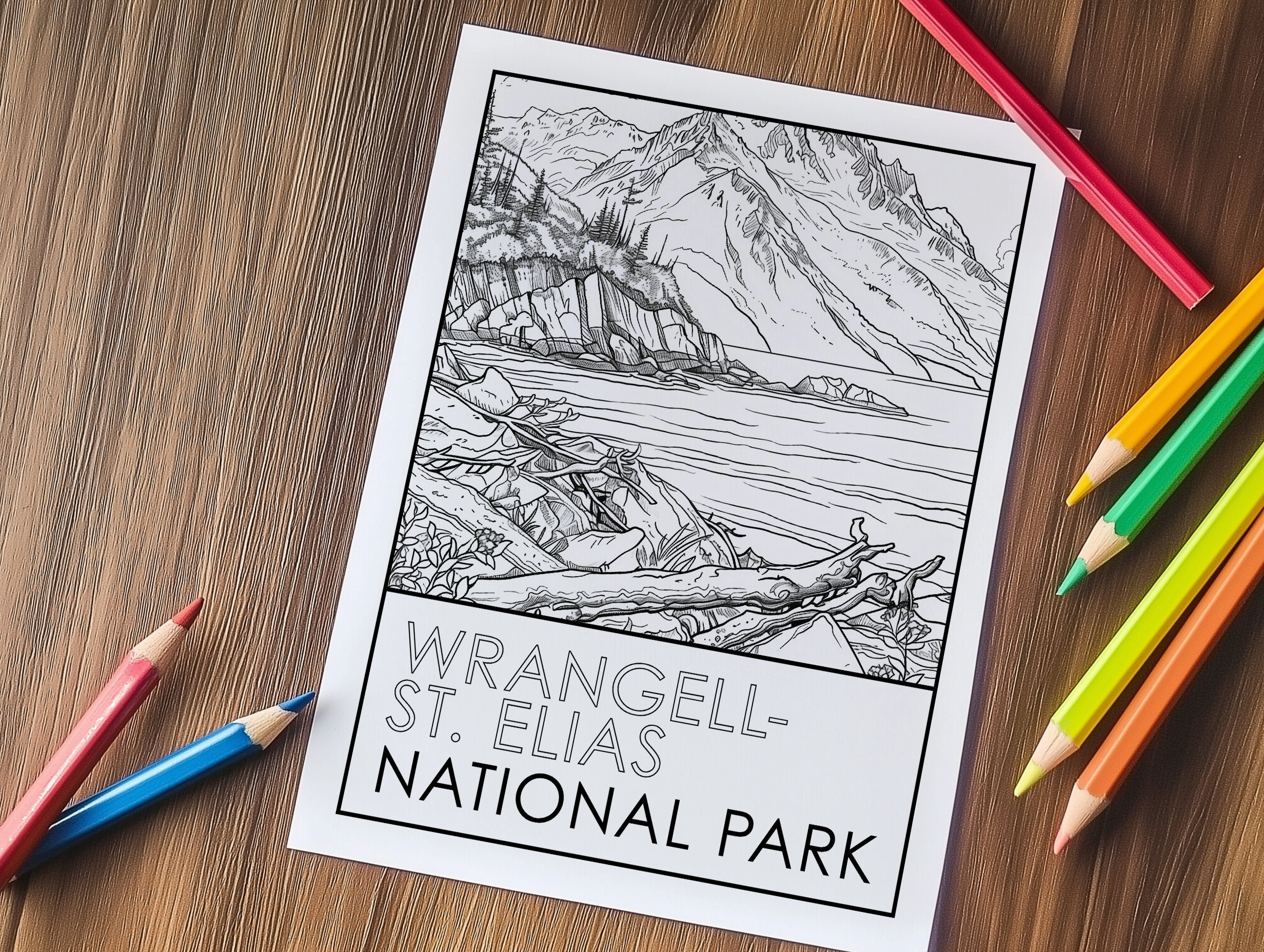 Wrangell-st. Elias National Park Coloring Page - Etsy