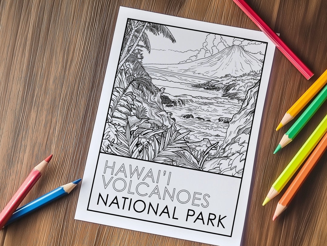 Hawai'i Volcanoes National Park Coloring Page - Etsy