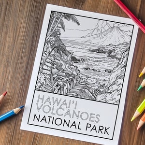 Hawai'i Volcanoes National Park Coloring Page - Etsy