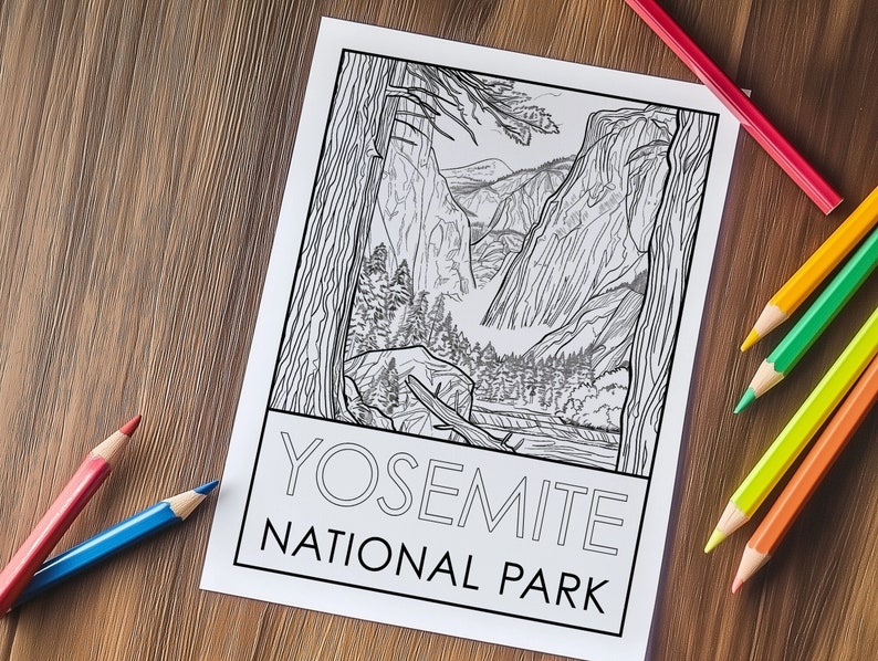 US National Parks Coloring Pages Bundle: Yosemite, Joshua Tree, & Rocky ...