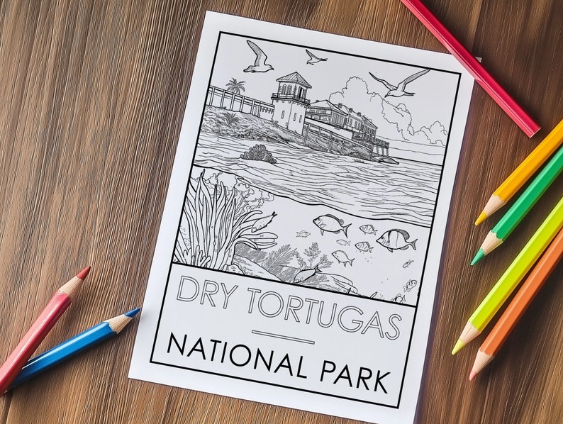 Dry Tortugas National Park Coloring Page - Etsy