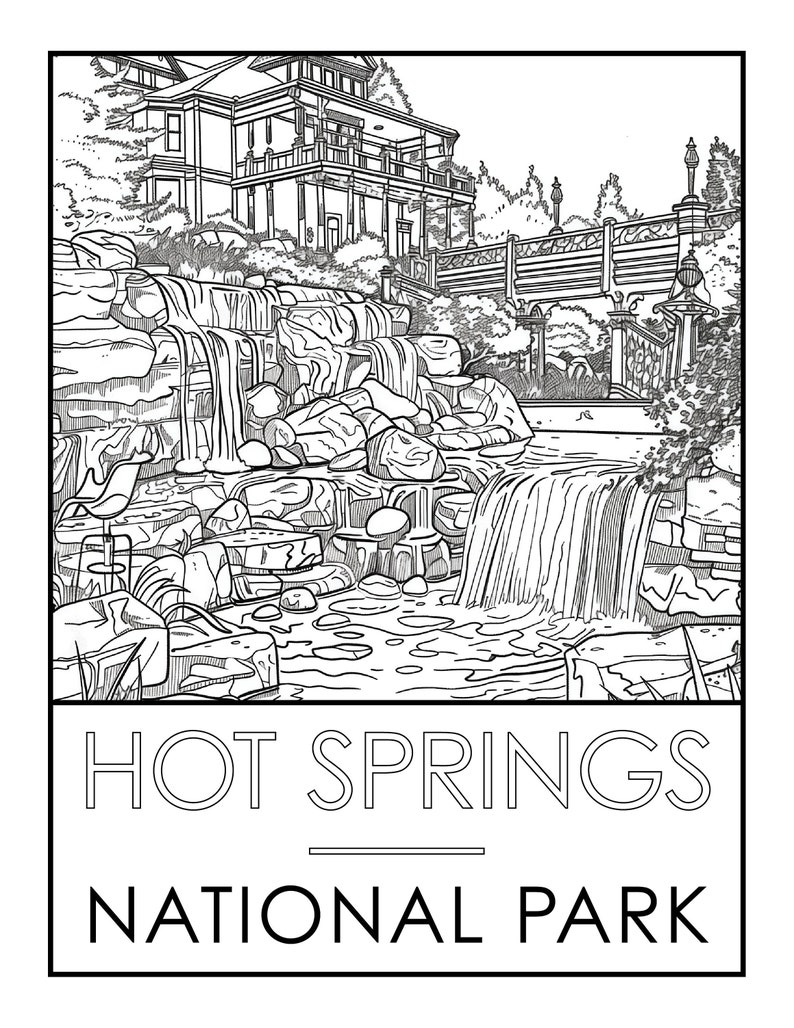 Hot Springs National Park Coloring Page - Etsy