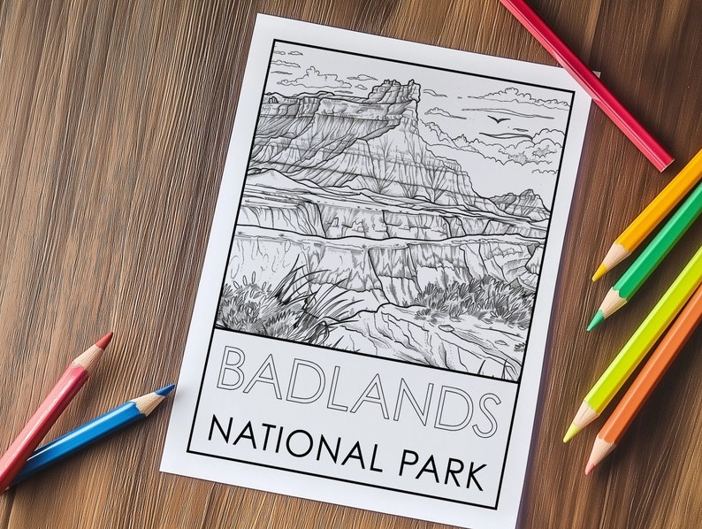 Badlands National Park Coloring Page - Etsy