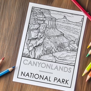 Canyonlands National Park Coloring Page Etsy