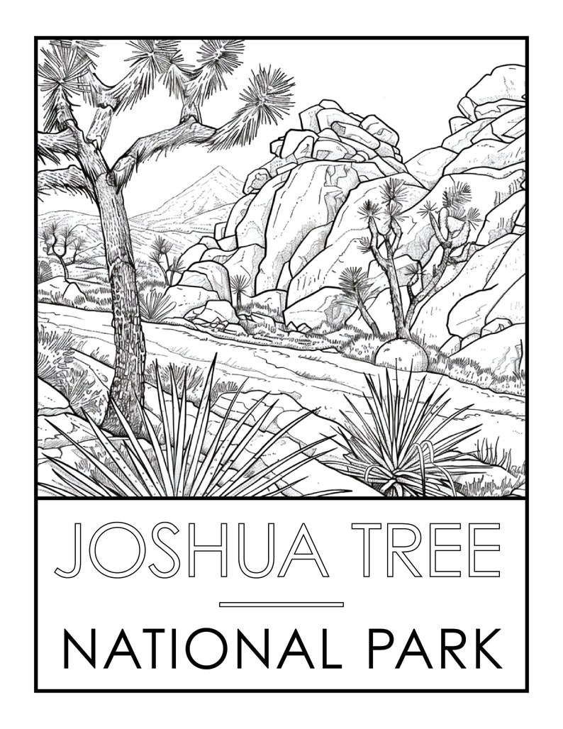 Joshua Tree National Park Coloring Page - Etsy